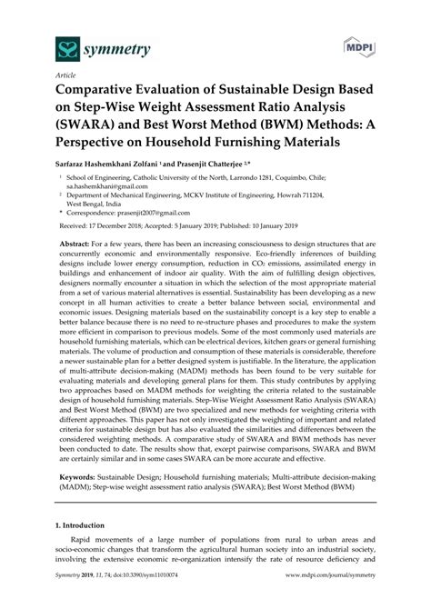 Pdf Comparative Evaluation Of Sustainable Design Based On Step Wise Weight Assessment Ratio