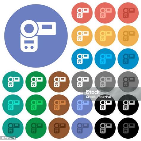 Handycam Round Flat Multi Colored Icons Stock Illustration Download Image Now Arts Culture