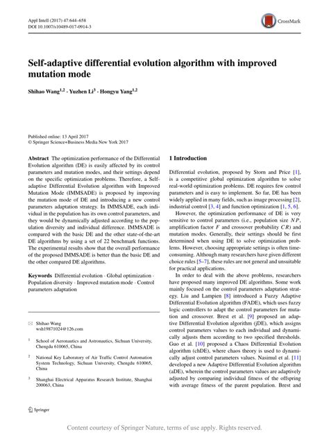 self adaptive differential evolution algorithm with improved mutation mode