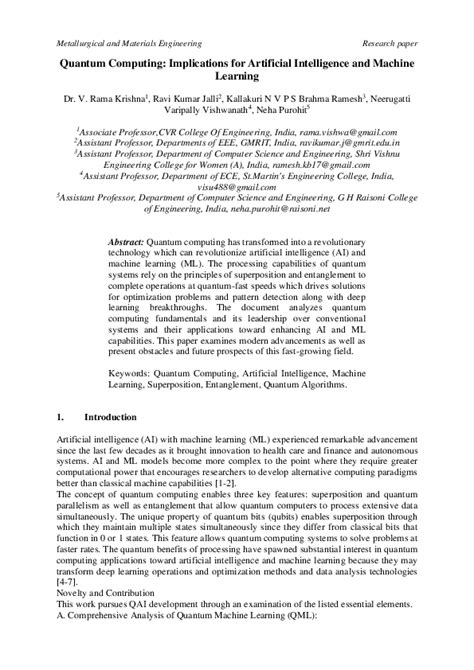 Pdf Quantum Computing Implications For Artificial Intelligence And