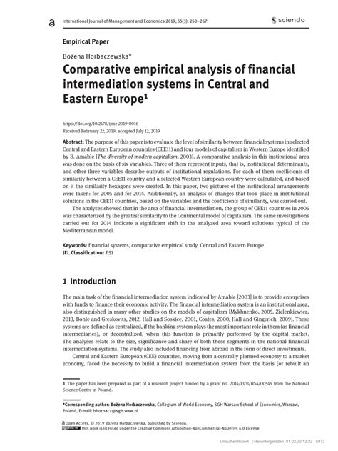 pdf comparative empirical analysis of financial intermediation systems in central and eastern