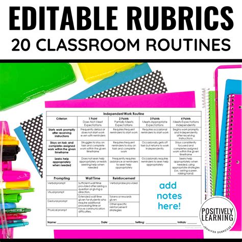Classroom Routine Rubrics Classroom Routines Positive Learning Special Education