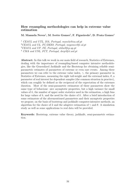 Pdf How Resampling Methodologies Can Help In Extreme Value Estimation