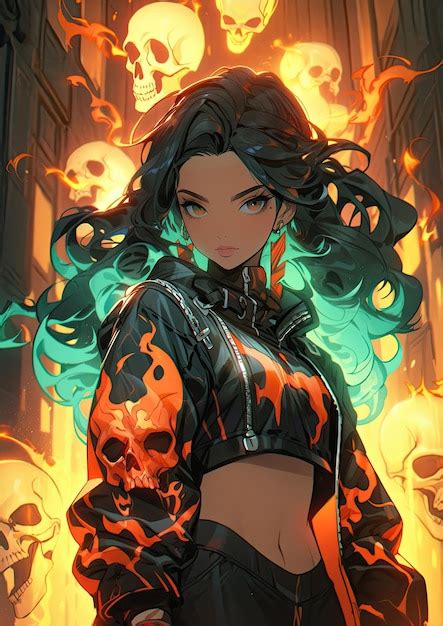 Premium Ai Image Girl With Skeleton