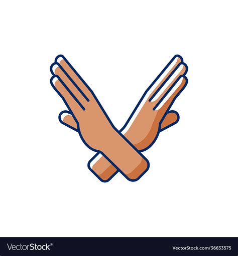 Crossed Arms Stop Gesture Rgb Color Icon Vector Image