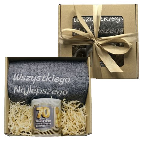 Prezent Na 70 Urodziny Upominek Kosz Dla Kobiety Mężczyzny Ręcznik