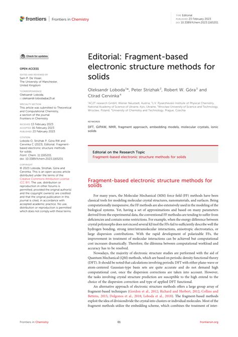 pdf editorial fragment based electronic structure methods for solids