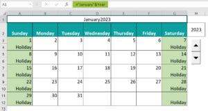 Calendar Template In Excel Create Simple Dynamic Calendar