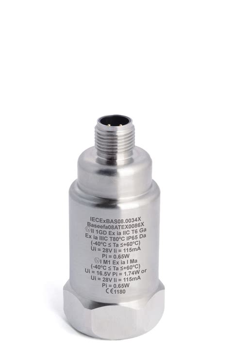 HS I Top Exit Pin M Dual Output Intrinsically Safe Accelerometer Hansford Sensors