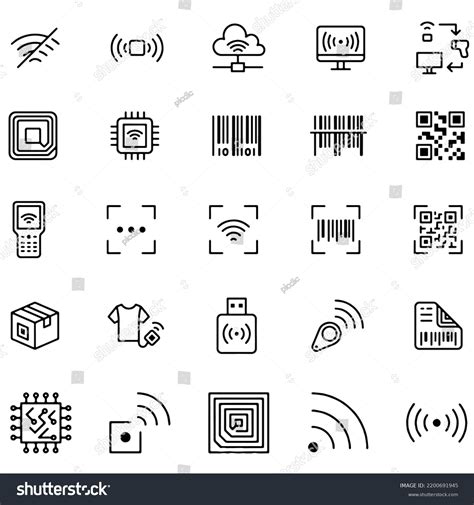 Rfid Qr Code Barcode Line Icon Stock Vector Royalty Free 2200691945 Shutterstock