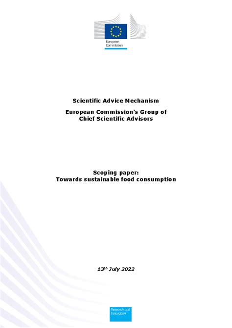 Scoping Paper Sustainable Food Consumption Scientific Advice Mechanism European Commission S
