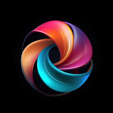 Premium Photo A Colorful Circular Image Of An Logo On Black In The Style Of Moebius