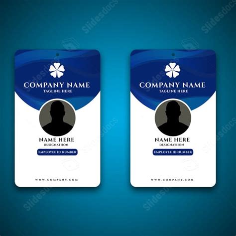 A Minimalistic Blue And White Company Id Card Design Word Template And