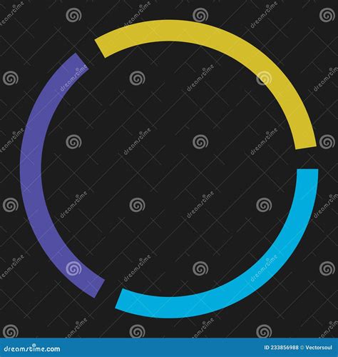 3 Part Section Segmented Circle Abstract Dashed Lines Circular Geometric Element Stock Vector