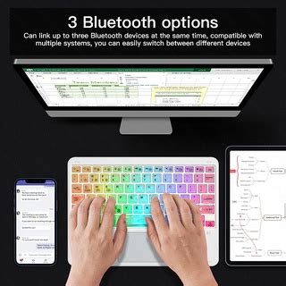 Goojodoq For IPad Wireless Keyboard RGB Backlit Bluetooth Keyboard With Touchpad And Mouse Mini