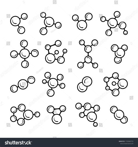 Various Molecular Model Line Icons Set Isolated Royalty Free Stock Vector 1729989772