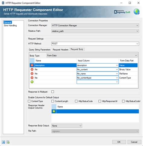 Performing File Upload Using Multipart Requests In Ssis