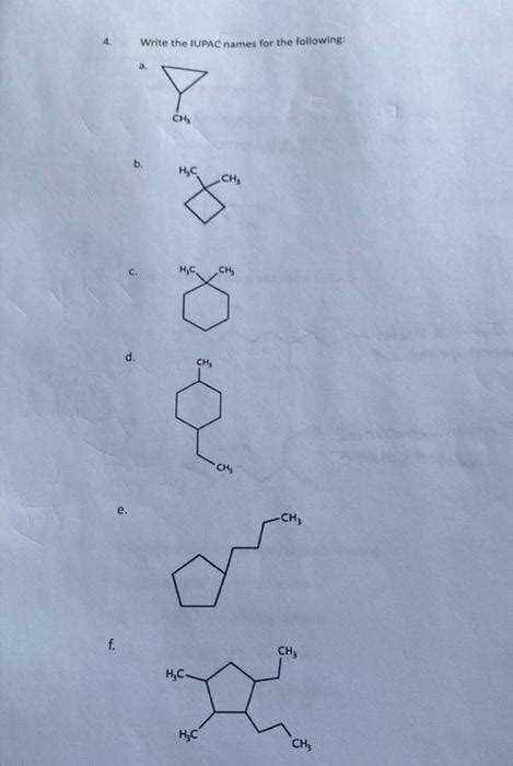 Write The IUPAC Names For The Following A B C D Chegg Com