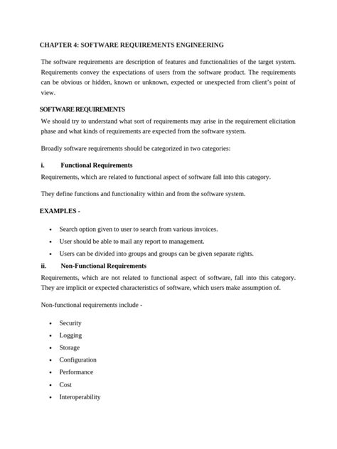 Chapter 4 Software Requirements Engineering Pdf