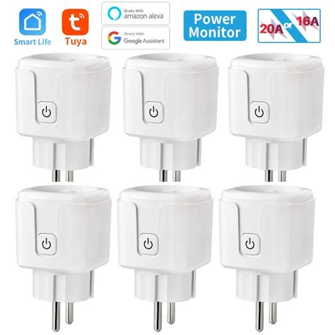 Smart Plug WiFi Socket EU 16A 20A Power Monitor Timing Function Tuya SmartLife APP Control Work