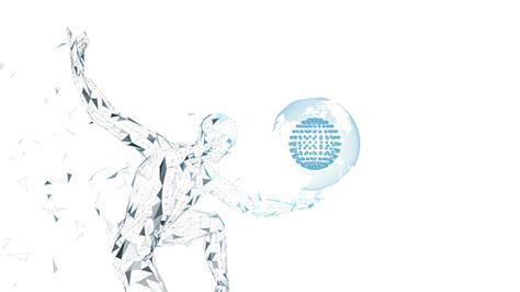 세계 세계와 개념적 추상 남자입니다 입자 삼각형 점 선 연결 인공 지능 개념입니다 첨단 기술 벡터 디지털 배경입니다 3d 렌더링