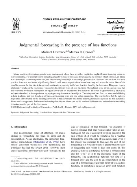 pdf judgmental forecasting in the presence of loss functions