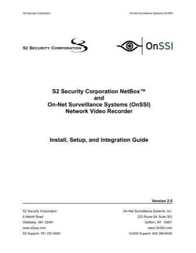 S Security Corporation NetBox And On Net Surveillance Systems