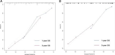 Calibration Plots Of The Nomogram Predicting 1 And 3 Year Overall
