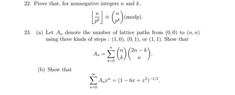 22 Prove That For Nonnegative Integers N And K Chegg Com