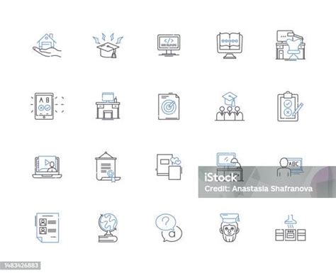 가정용품 개요 아이콘 모음입니다 가정용품 가정용품 가구 장식 주방용품 가전제품 벡터 및 일러스트레이션 개념 세트 침구 욕조 커튼 선형 표지판 깔개에 대한 스톡 벡터 아트 및