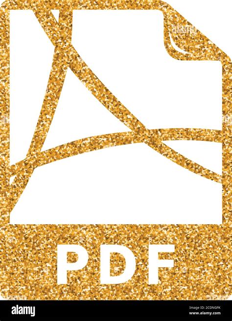 Portable Document File Format Icon In Gold Glitter Texture Sparkle Luxury Style Vector