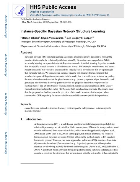 Pdf Instance Specific Bayesian Network Structure Learning