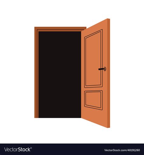 Wooden Door Wide Open Exit Entrance Unlocked Vector Image