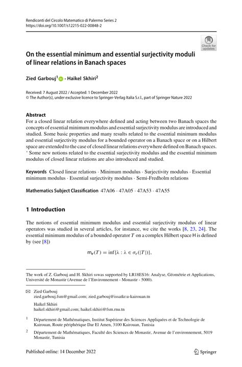 Pdf On The Essential Minimum And Essential Surjectivity Moduli Of