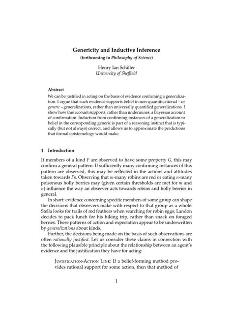 Genericity And Inductive Inference Download Free Pdf Inductive Reasoning Rationality