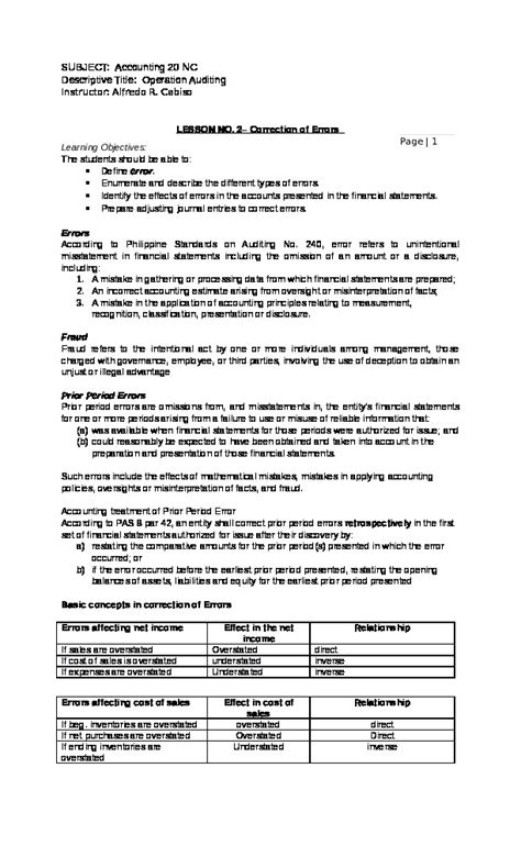 Correction Of Errors Sample PDFCOFFEE