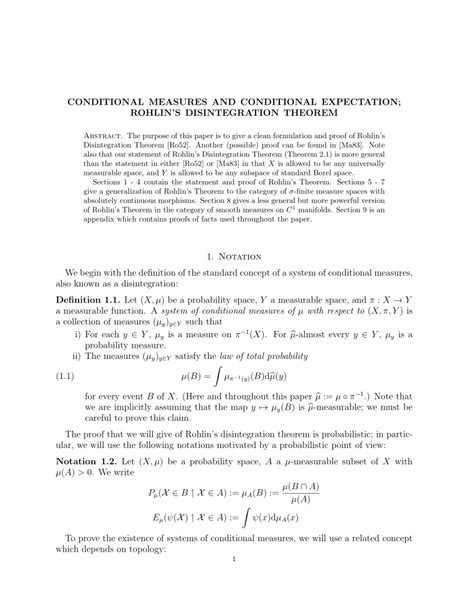 Pdf Conditional Measures And Conditional Expectation Rohlins Disintegration Theorem