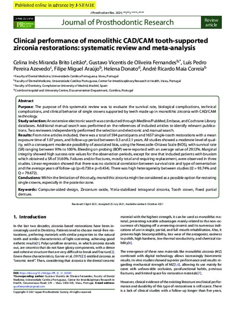 pdf clinical performance of monolithic cad cam tooth supported