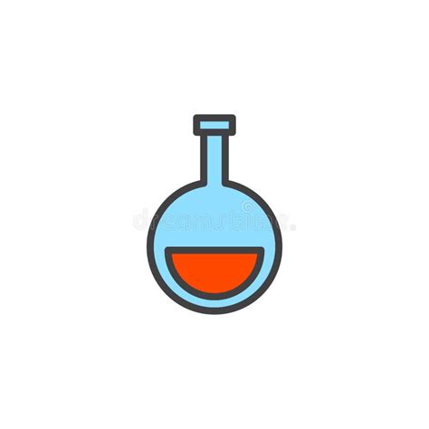 Laboratory Flask Filled Outline Icon Stock Vector Illustration Of Liquid Outline