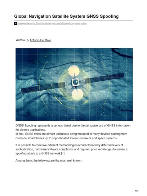 Global Navigation Satellite System Gnss Spoofing Pdf Global