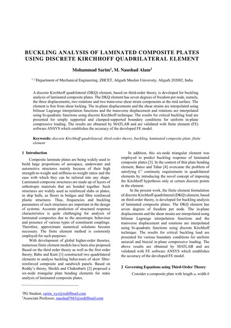 pdf buckling analysis of laminated composite plates using discrete