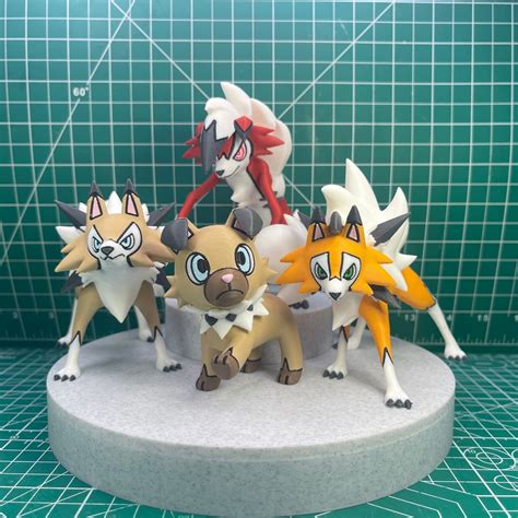 Lycanroc Midday Midnight Dusk Form Pokemon Figure 3d Printed Regular
