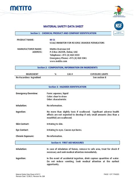Msds M 51 Pdf Dangerous Goods Toxicity