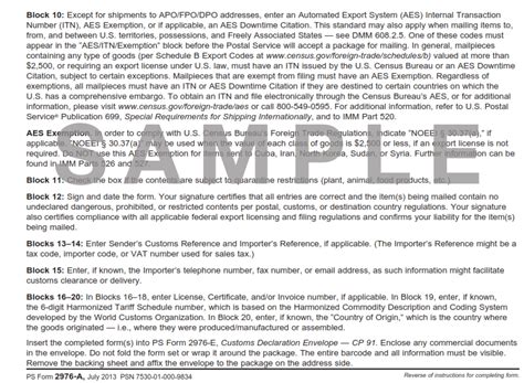 Ps Form 2976 A Customs Declaration And Dispatch Note Cp 72