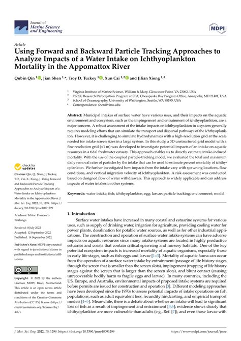 Pdf Using Forward And Backward Particle Tracking Approaches To Analyze Impacts Of A Water