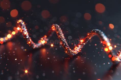 Sparkling Red Dna Sequence Against A Backdrop Of Cosmic Lights