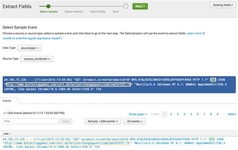 Field Extractor Select Sample Step Splunk Documentation