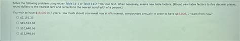 solved solve the following problem using either table 11 1
