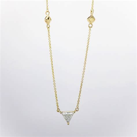 The Silver Queen Custom 14k Yellow Gold Station Necklace With Triangle