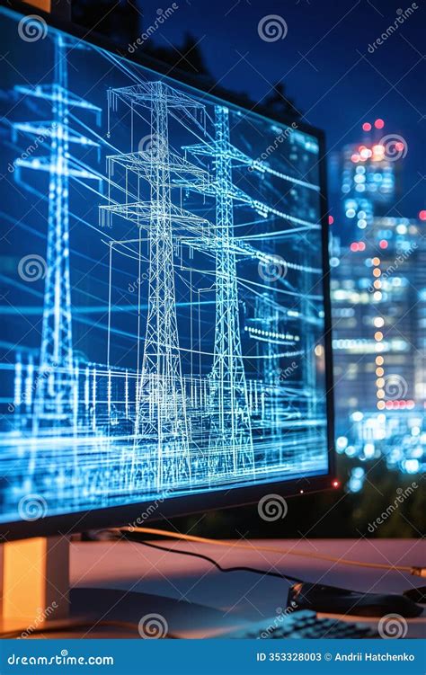 Cad Software Illustrating An Electrical Power Grid Control Center
